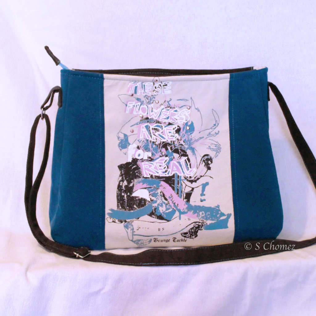 Sac cabas - Blue flower MX Upcycling - SannaPack'UneVie